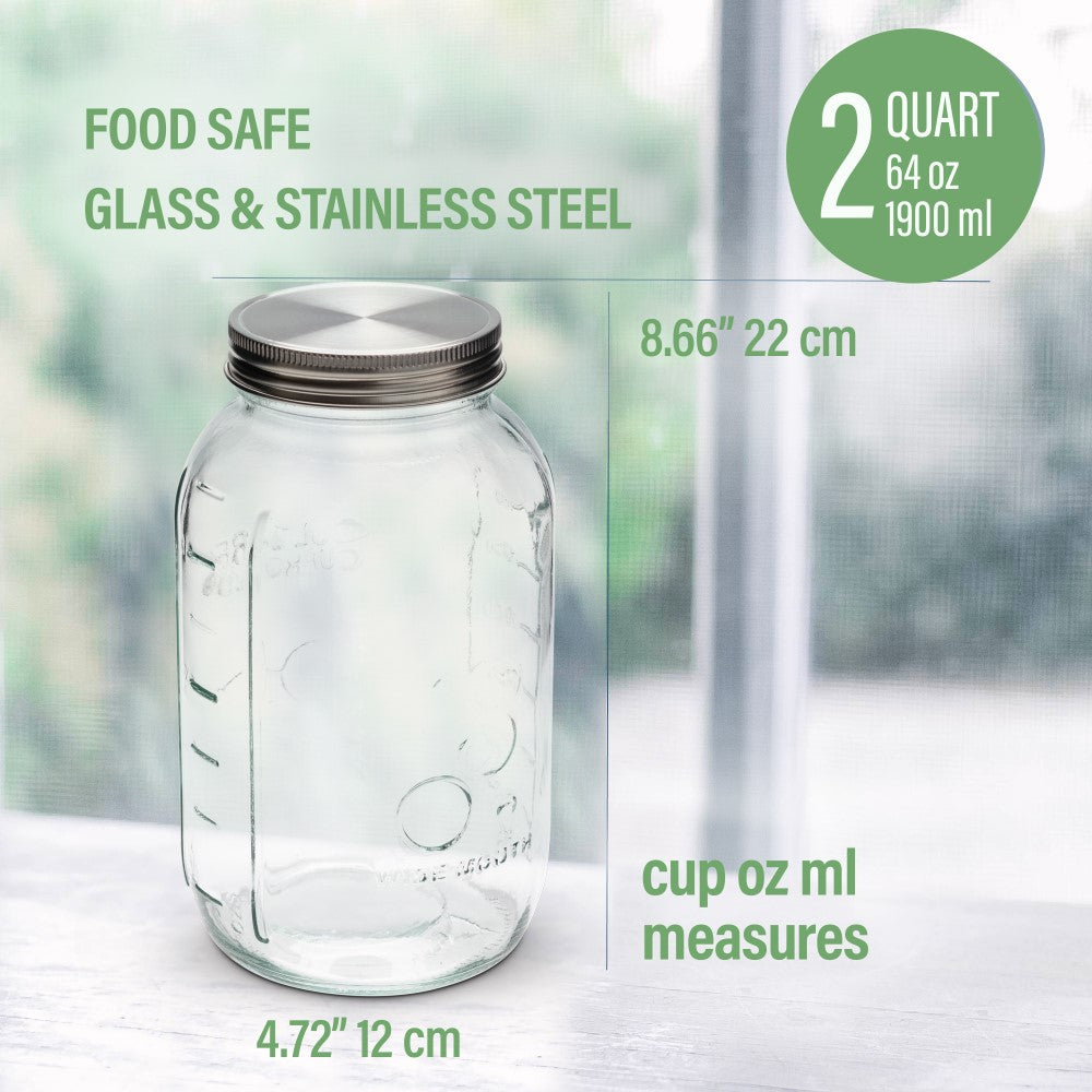 Glass Jars for Food Storage | 2 Litre Half Gallon Jars | Wide Mouth Jar with Stainless Lid ...