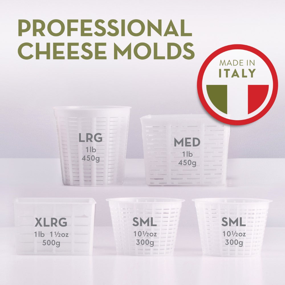 Cheesemaking Set | 5 Cheese Moulds + Recipe Book | Made in Italy ...