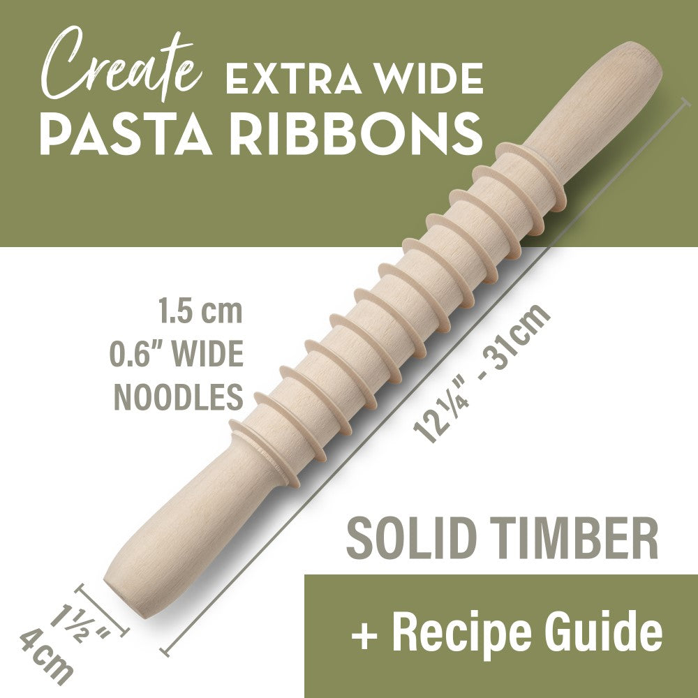 Pappardelle Pasta Maker Kit | Wooden Pasta Rolling Pin | Made in Italy ...